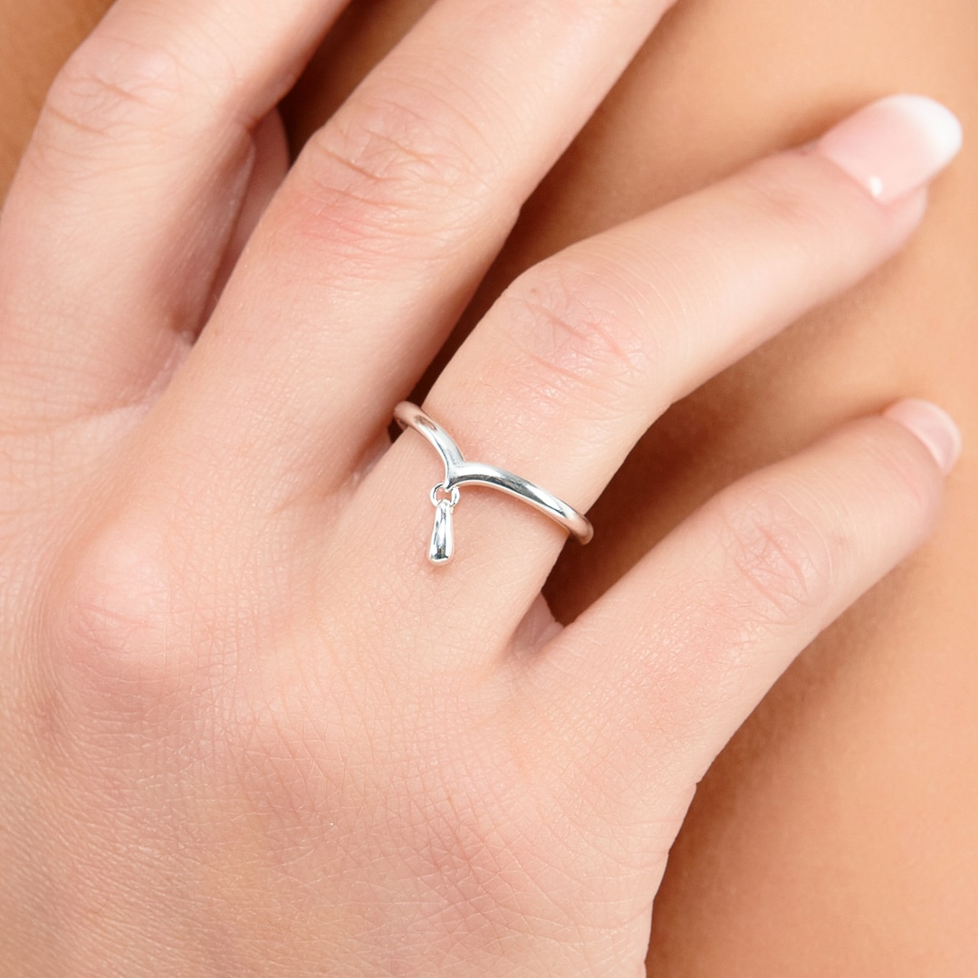 Mini Drop Ring, Stacking Rings, Silver Tear Drop Ring, Designer Ring ...
