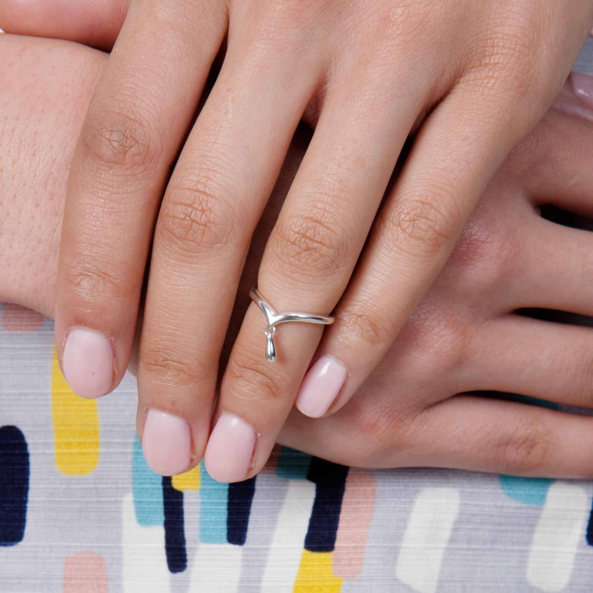 Silver Midi Ring, Top Finger Ring, Fashion Silver Ring, Droplet Midi ...