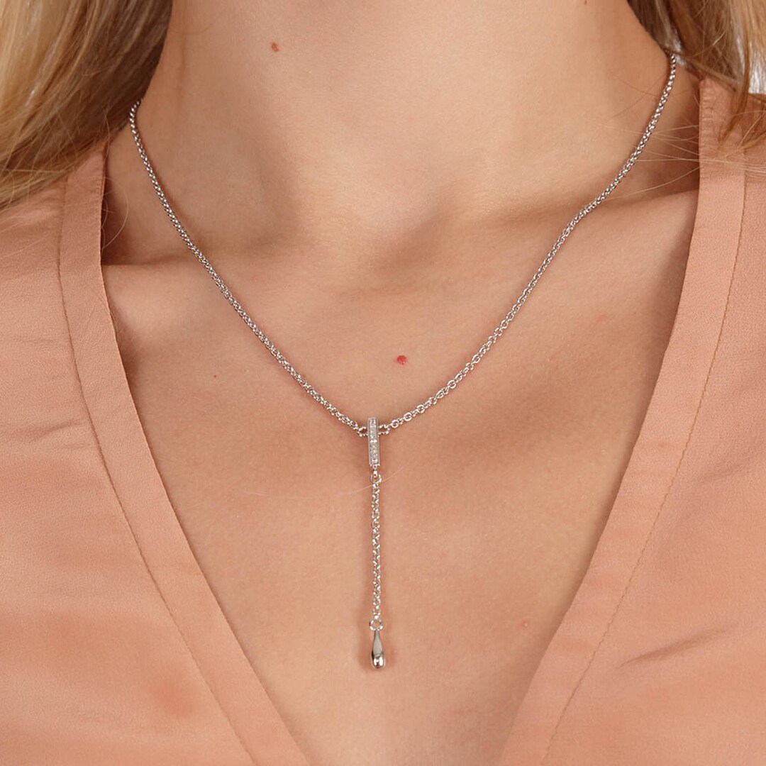 Sterling Silver Drip Pendant Necklace - Etsy