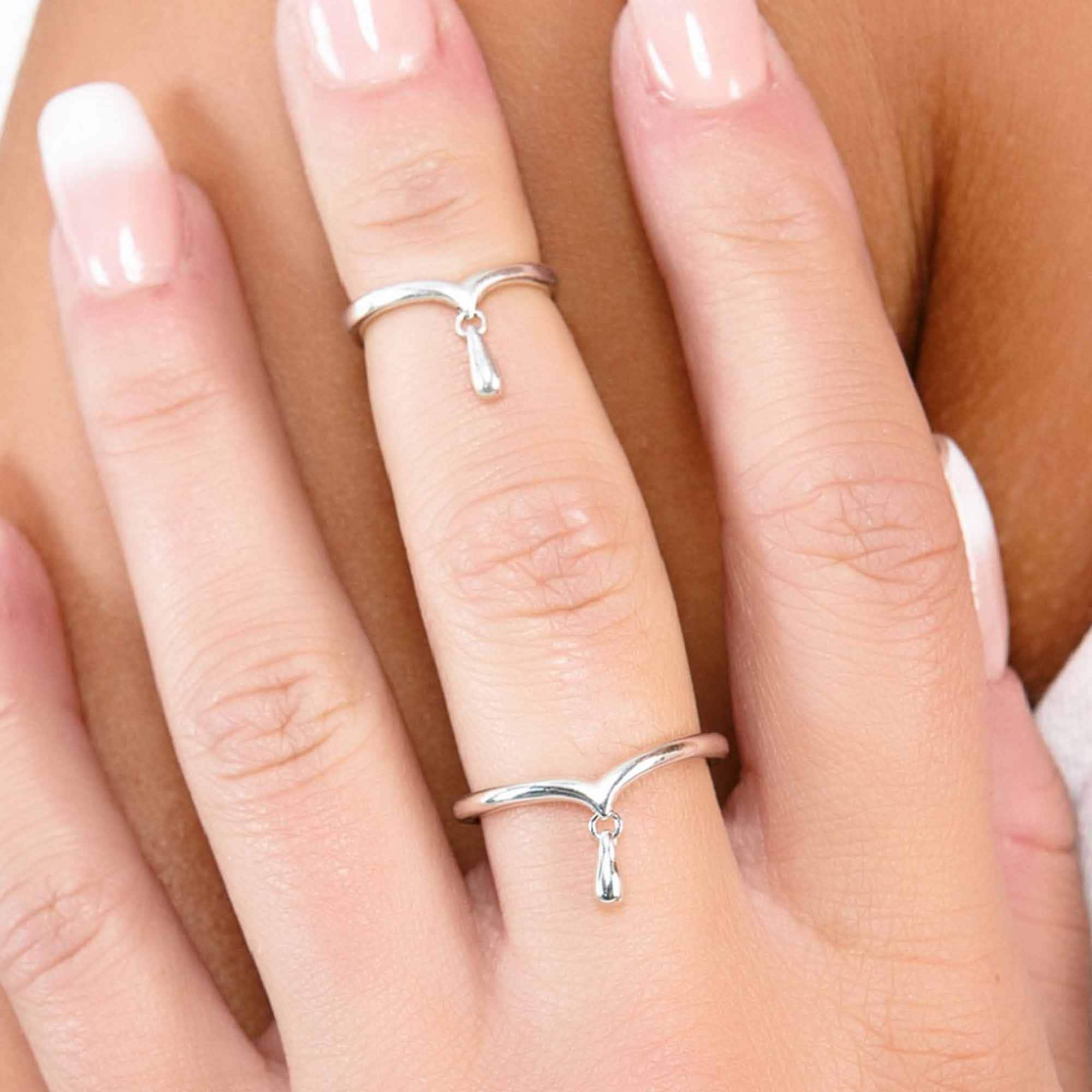 Silver Midi Ring, Top Finger Ring, Fashion Silver Ring, Droplet Midi ...
