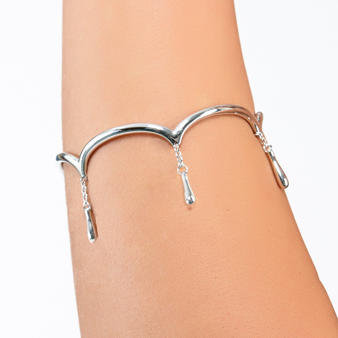 Waterfall Drop Bangle, Solid Silver Bangle, Tassle Silver Bangle, Classic Silver Bangle ...