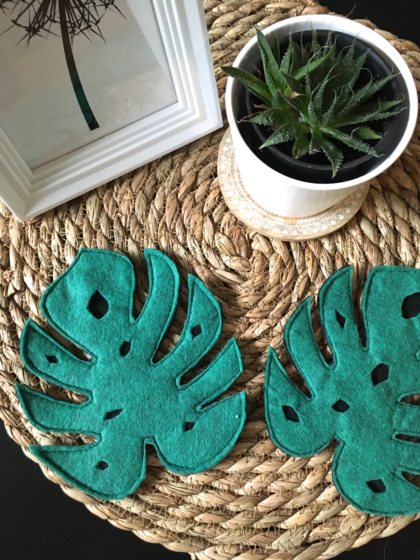 Monstera Coasters, Monstera Leaf Felt Coaster, Felt Coasters, Large ...