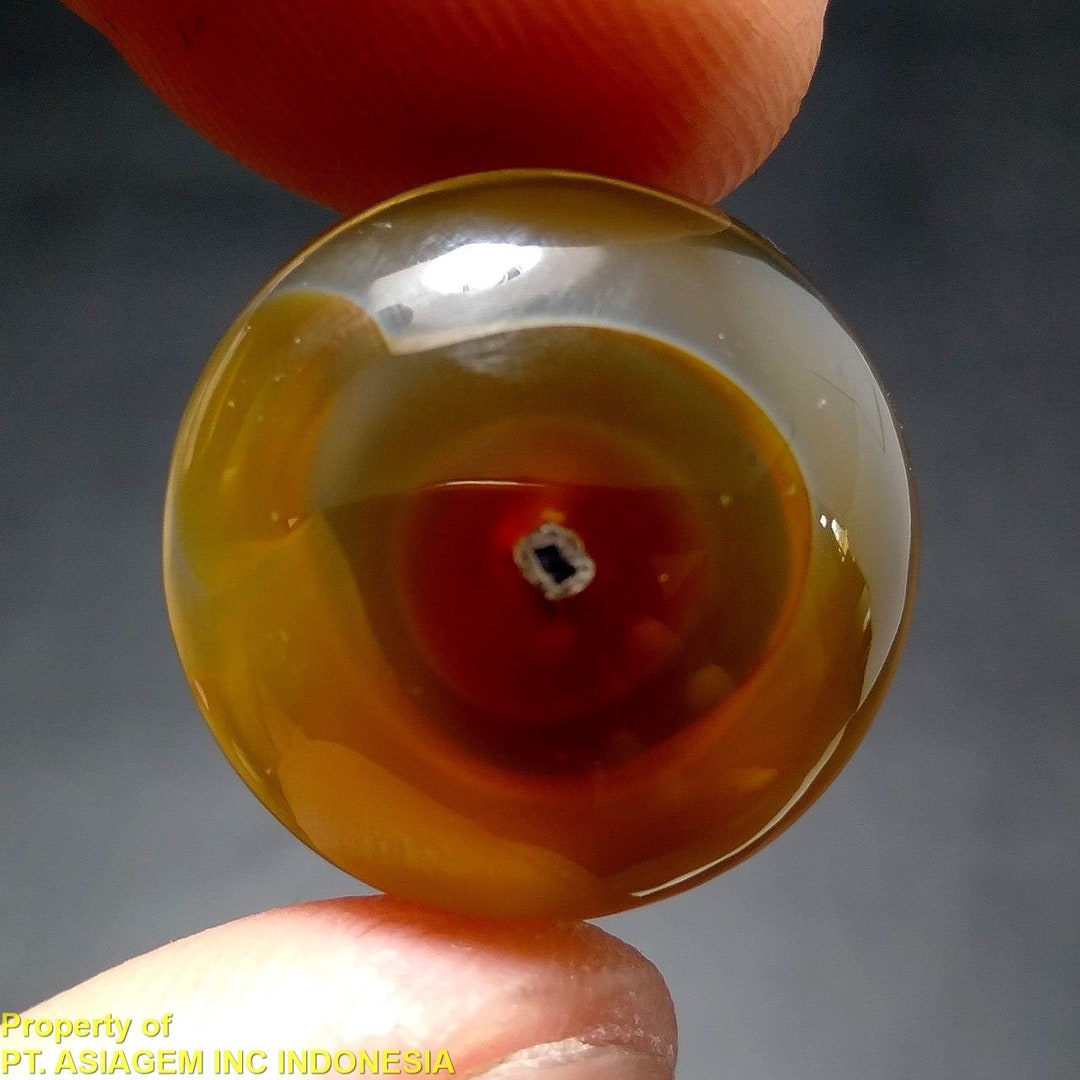 14ct Golden Brown White greek EVIL EYE' Picture Agate 100% Natural ...