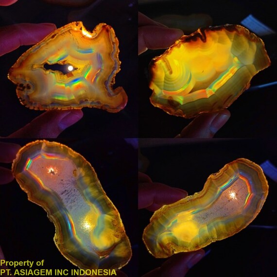 Rocks & Geodes 68ct Rainbow IRIS AGATE Slice ~Multi-Color Fire~ 1-of-a ...