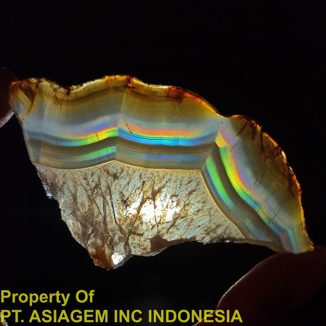 Iridescence 91ct Rainbow IRIS AGATE Slice multi-color Fire 1-of-a-kind 100% Natural - Etsy