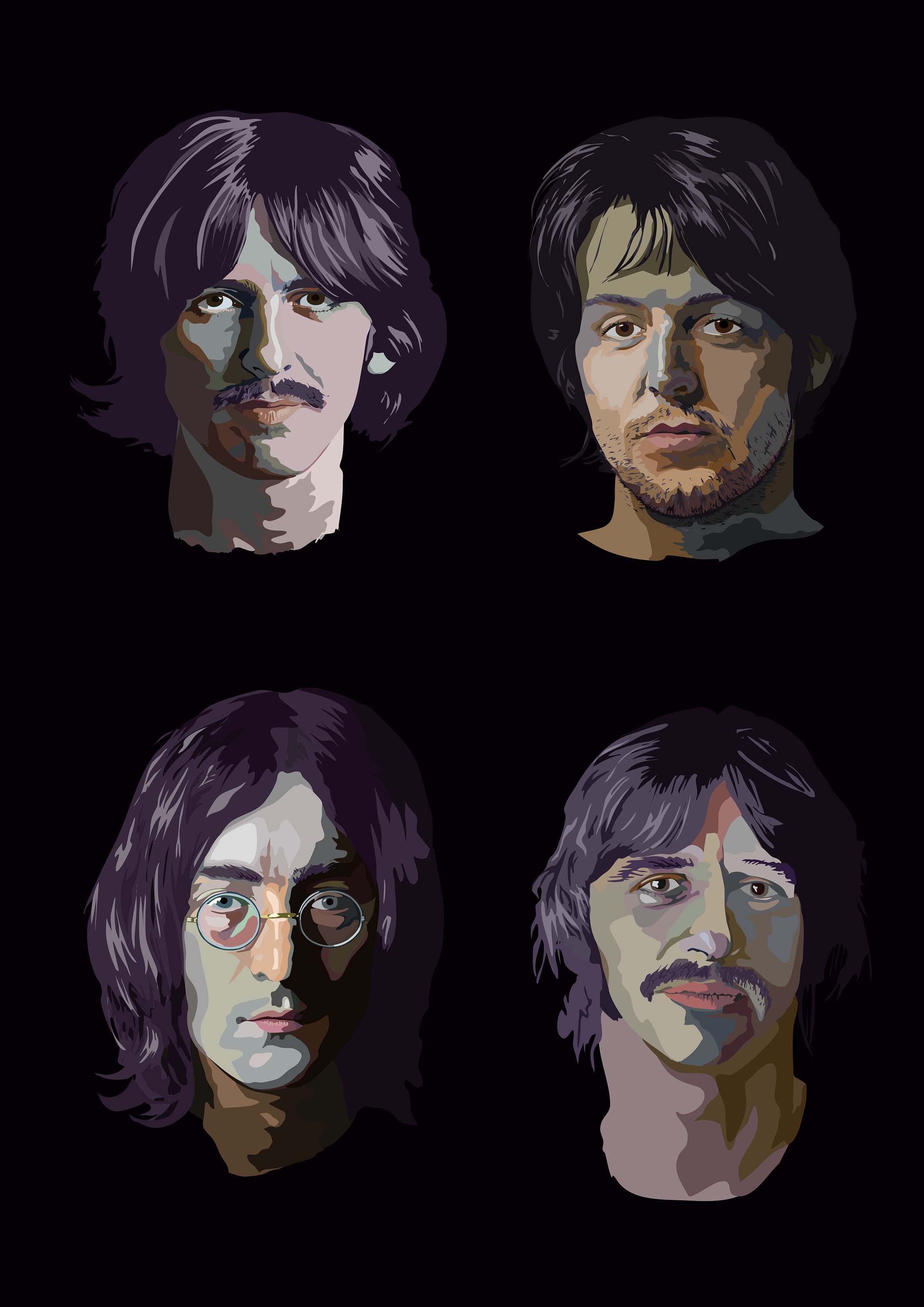The Beatles Hand Illustrated Digital Print - Etsy UK