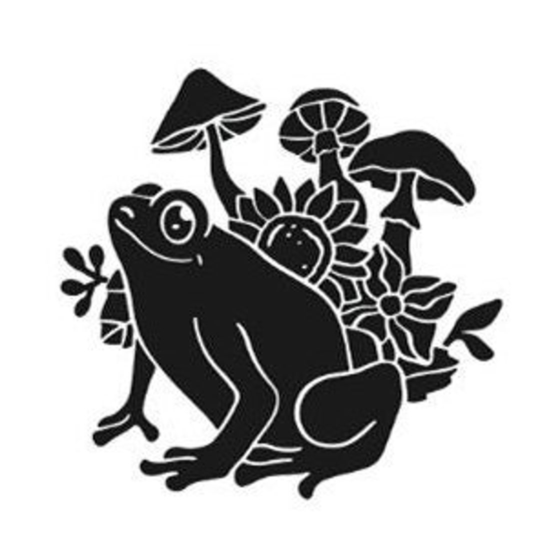 Frog With Flora Decal, Frog With Mushrooms Decal, Hippy Frog Decal ...