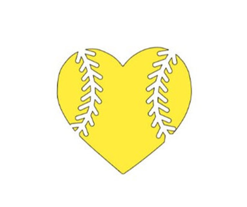 Softball/baseball Heart Decal, Softball Decal, Baseball Decal, Heart ...