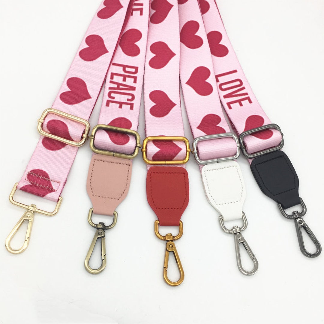 1pcs 3.8cm Width Adjustable 85-135cm Length Pink Red Heart Purse Strap ...