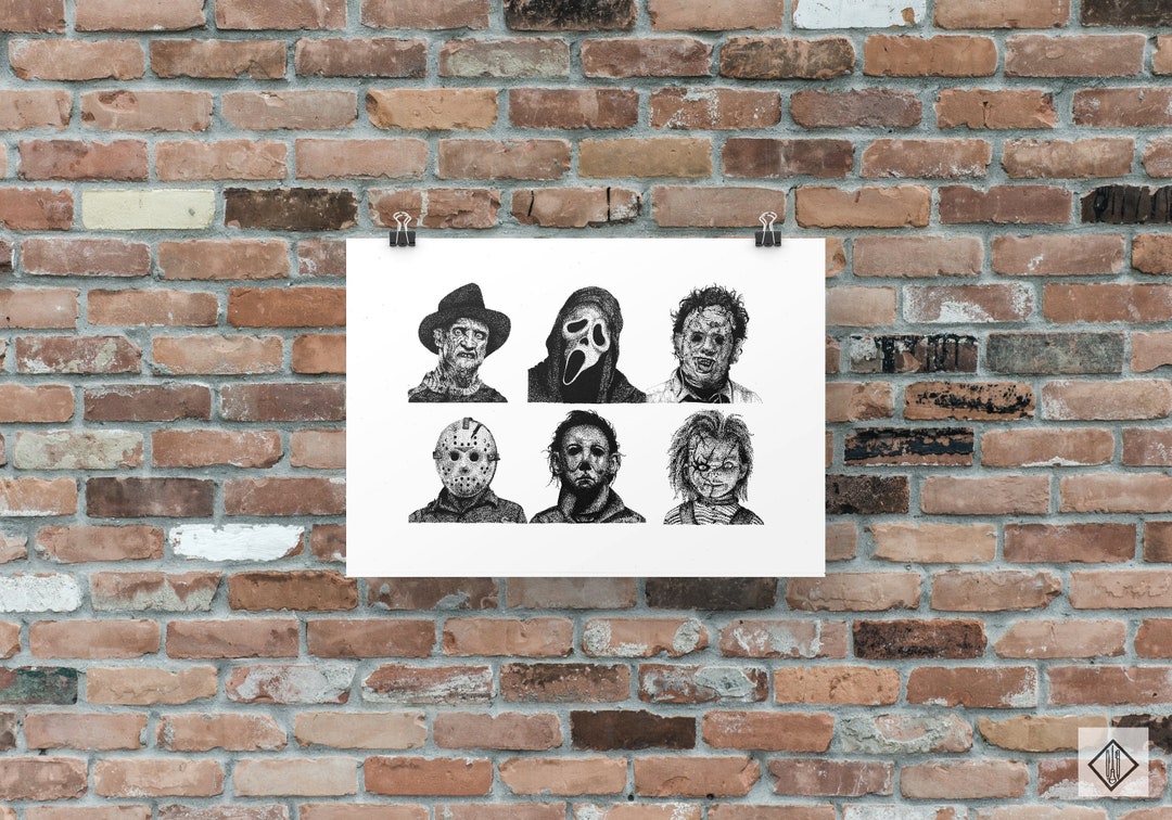 A4 Print Classic Slasher Horror Dotwork Portrait - Etsy