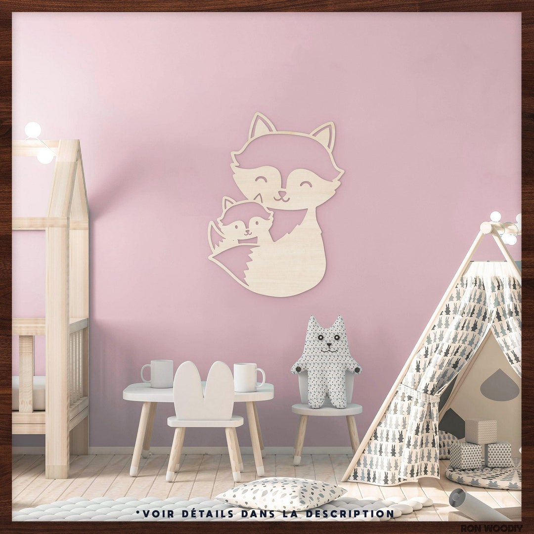 Renard en bois B / Décoration murale / Chambre enfant et bébé - Etsy France