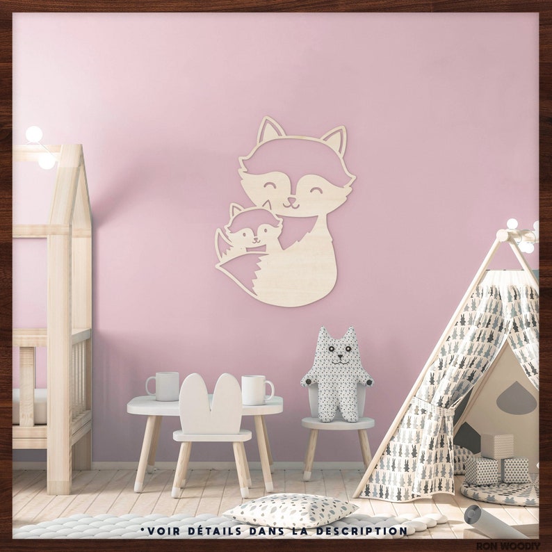 Renard en bois B / Décoration murale / Chambre enfant et bébé - Etsy France