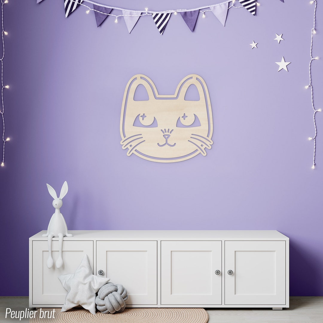 Wooden Cat / Wall Decoration / Wooden Animal / Child and Baby Room - Etsy