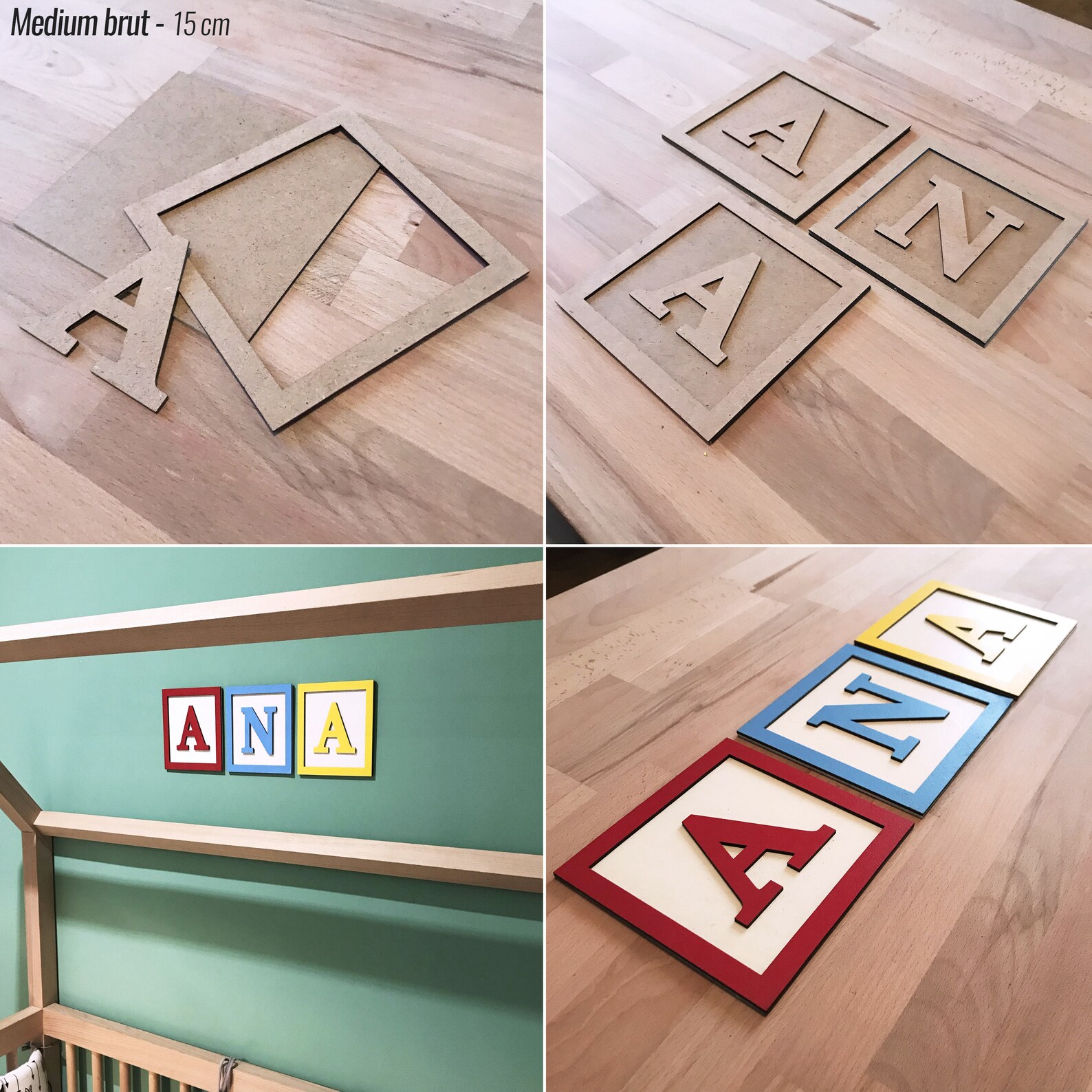 Wooden First Name / Cube With Customizable Letter / Baby Room - Etsy