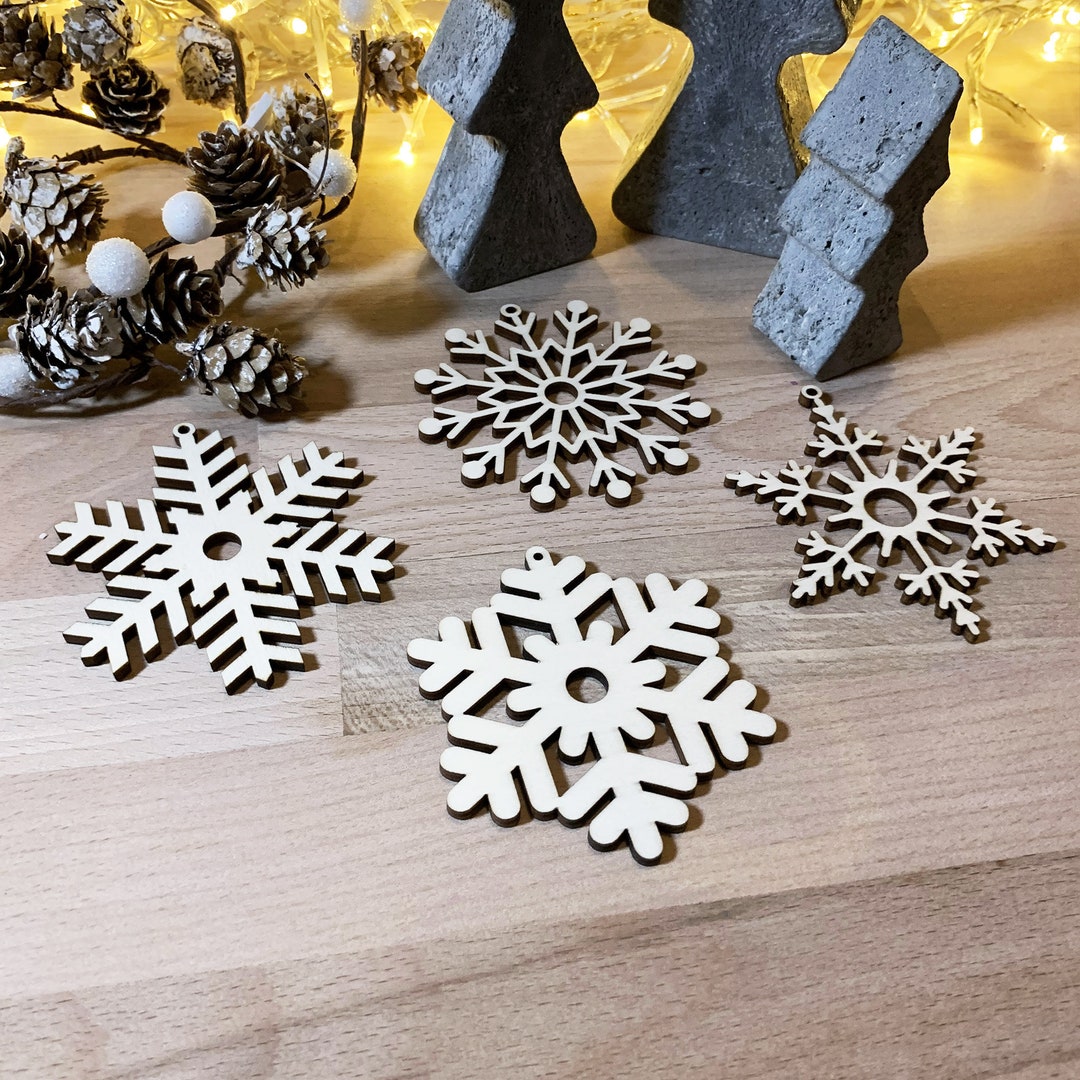 Wooden Snowflakes / Christmas Tree Decorations / Poplar Wood Christmas ...