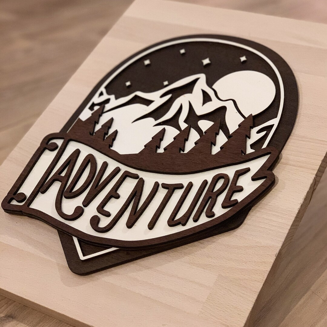 Wooden Adventure Logo / 3D Poplar Wood Board / Nature / Adventure ...