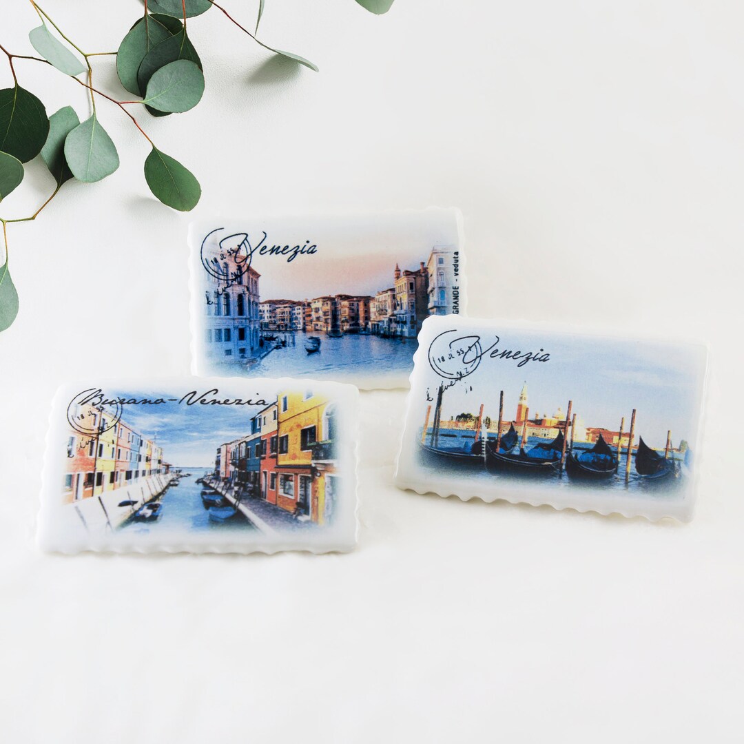 Venice Santa Lucia, Burano Fridge Magnets, Postage Stamp Ceramic Set ...