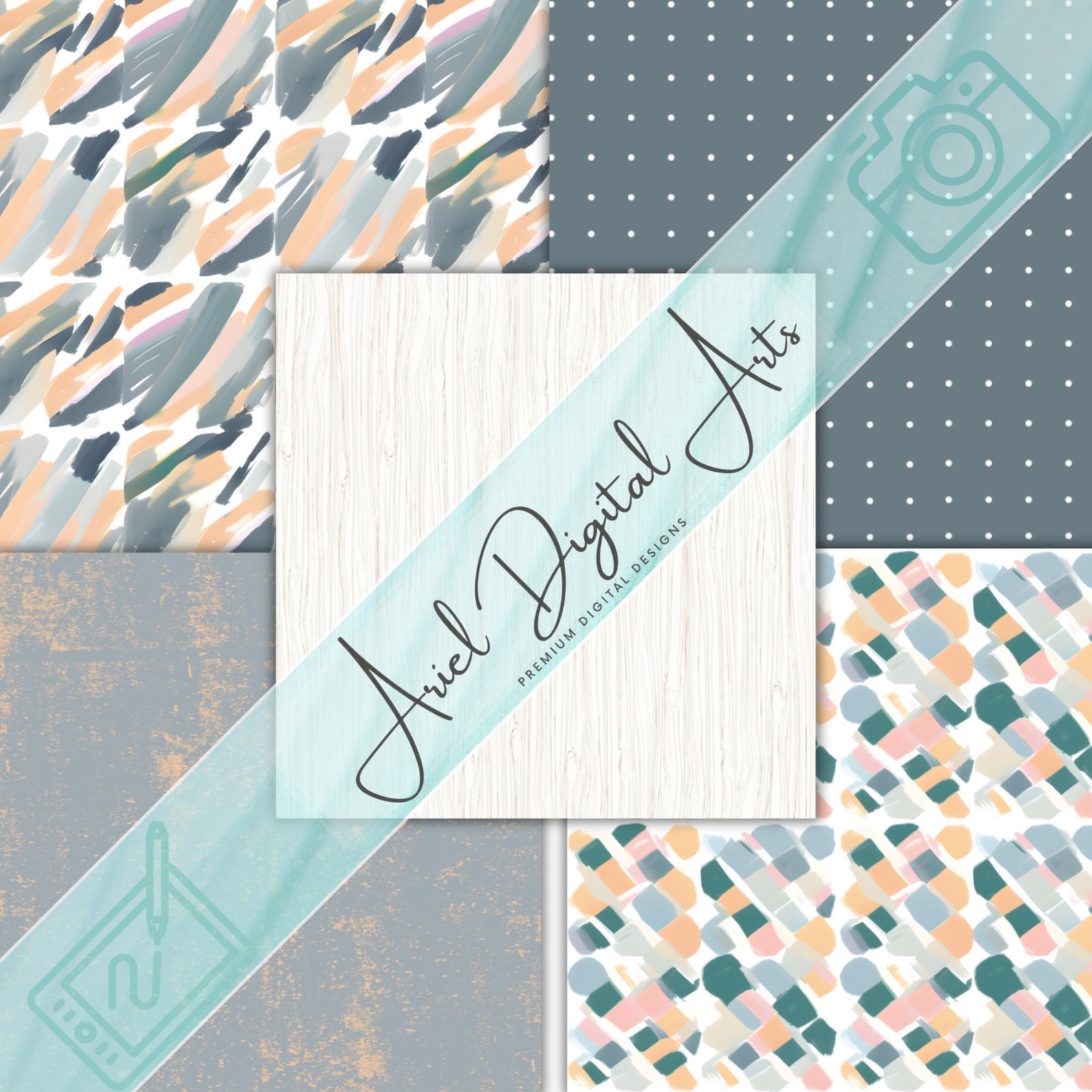20 Rose Gold and Teal Pattern Digital Paper Backgrounds - Etsy