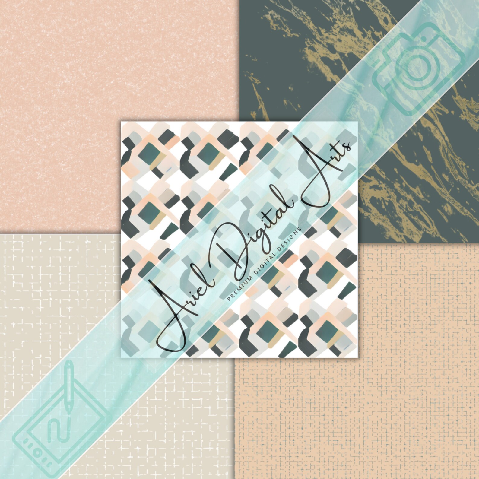 20 Rose Gold and Teal Pattern Digital Paper Backgrounds - Etsy