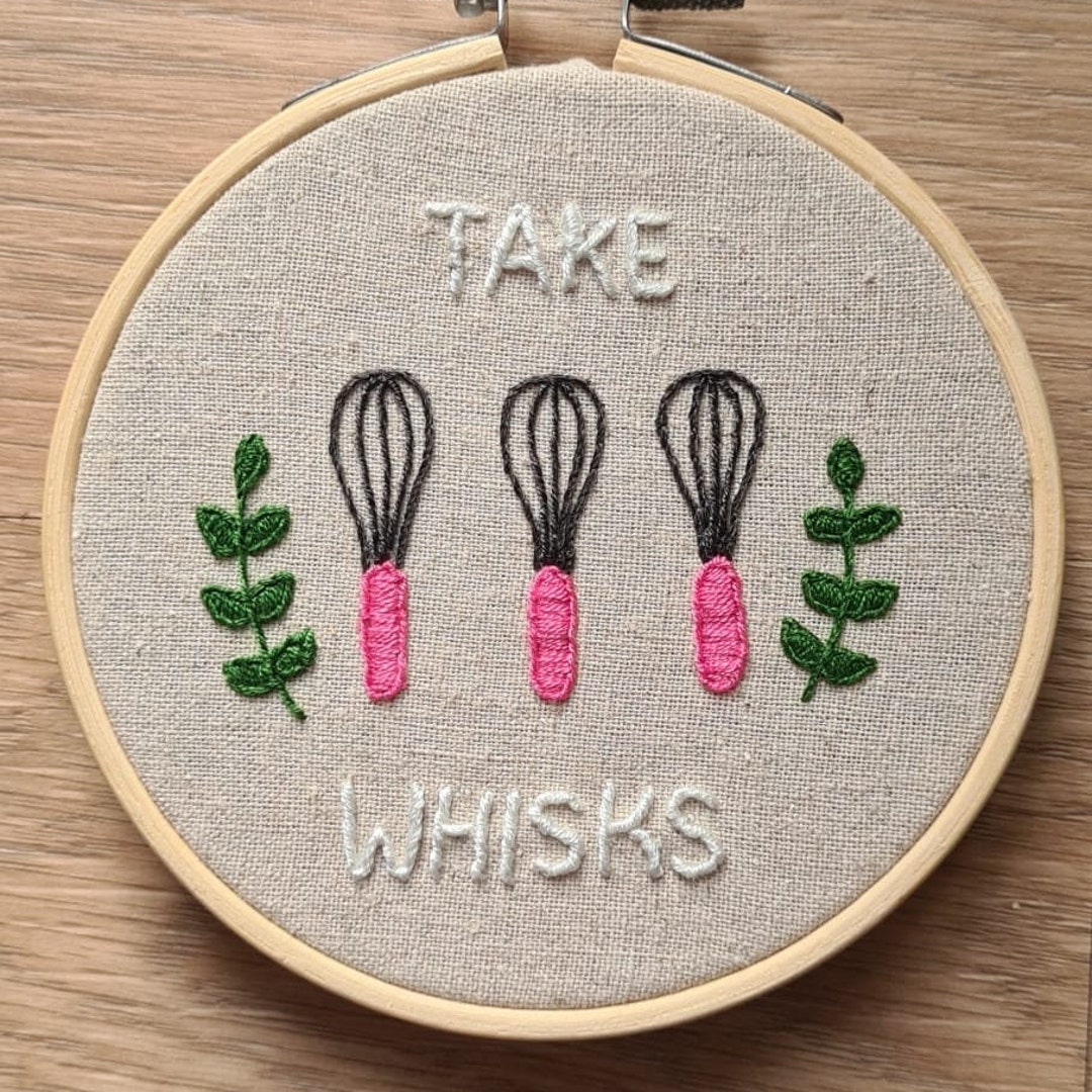 Take Whisks Embroidered Wall Decor Baking/cooking/kitchen Hoop - Etsy