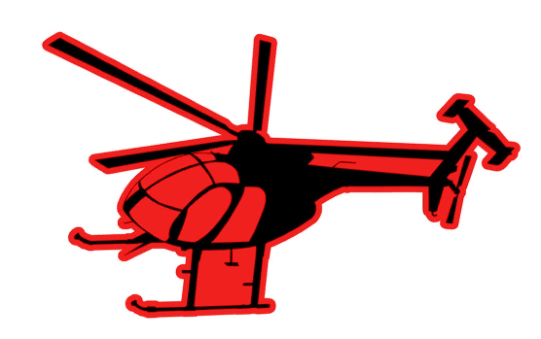 MD500E Helicopter in Silhouette Vinyl Decal **special Red Outline ...