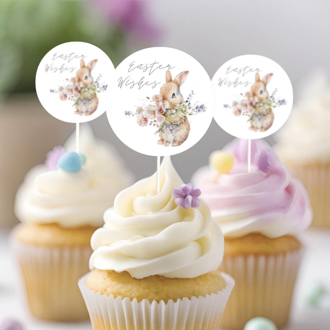 Easter Cake Toppers, Cupcake Topper Decorations for Easter, Cute Bunny ...