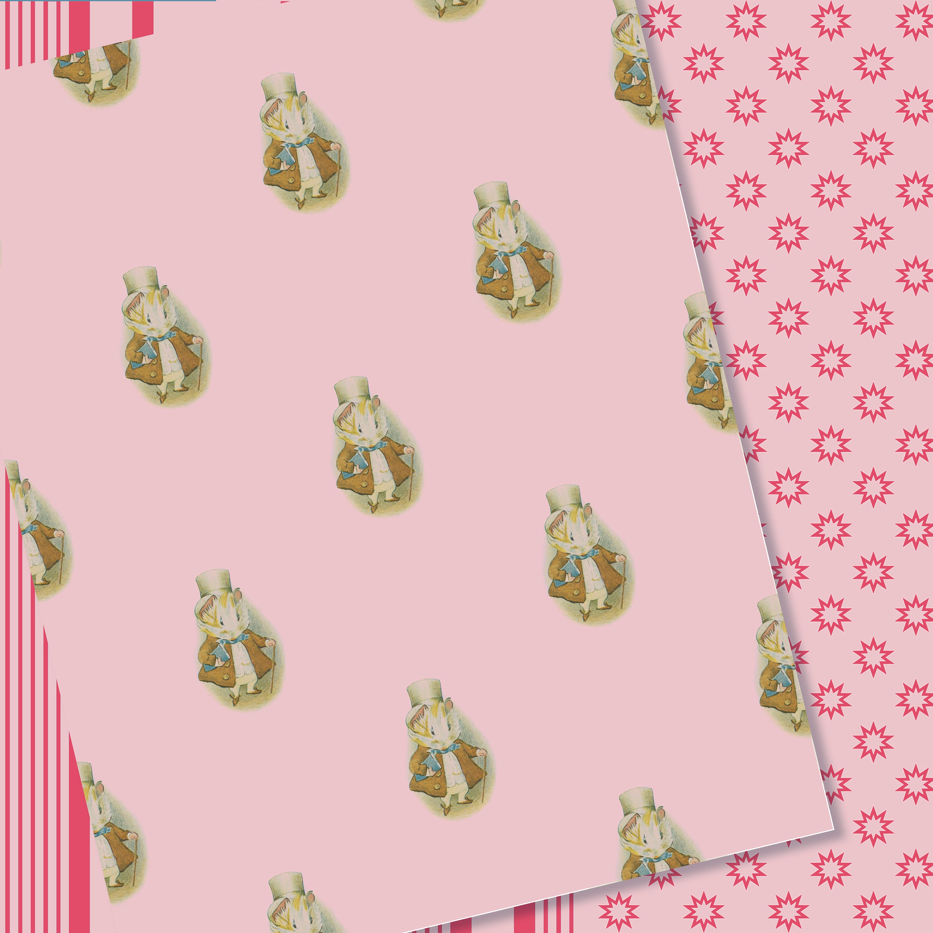 PINK Beatrix Potter Papers Kit Printable Kit seamless - Etsy