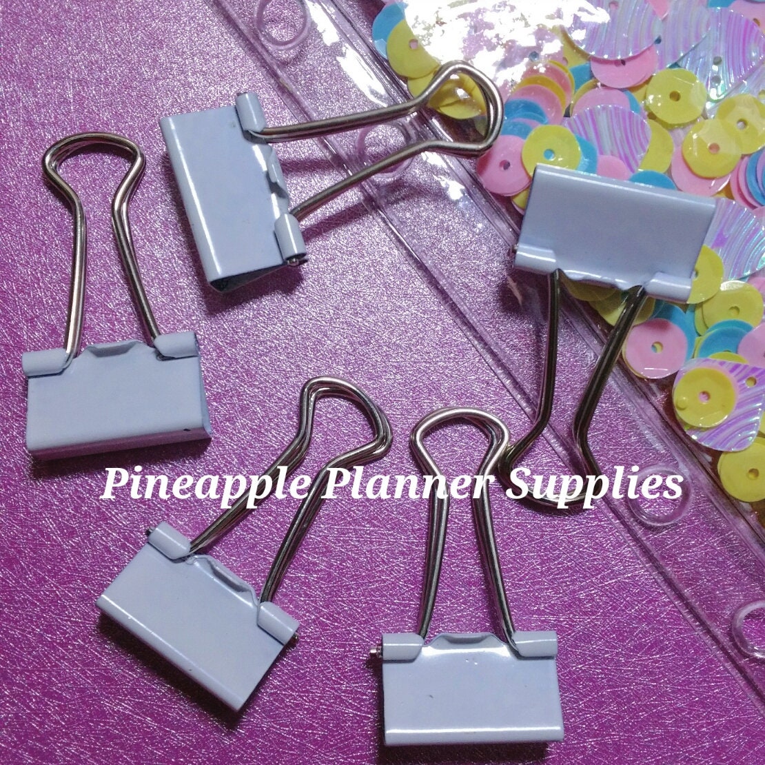 5 White Binder Clips Full Even Colour Paper Clips Planner Page | Etsy