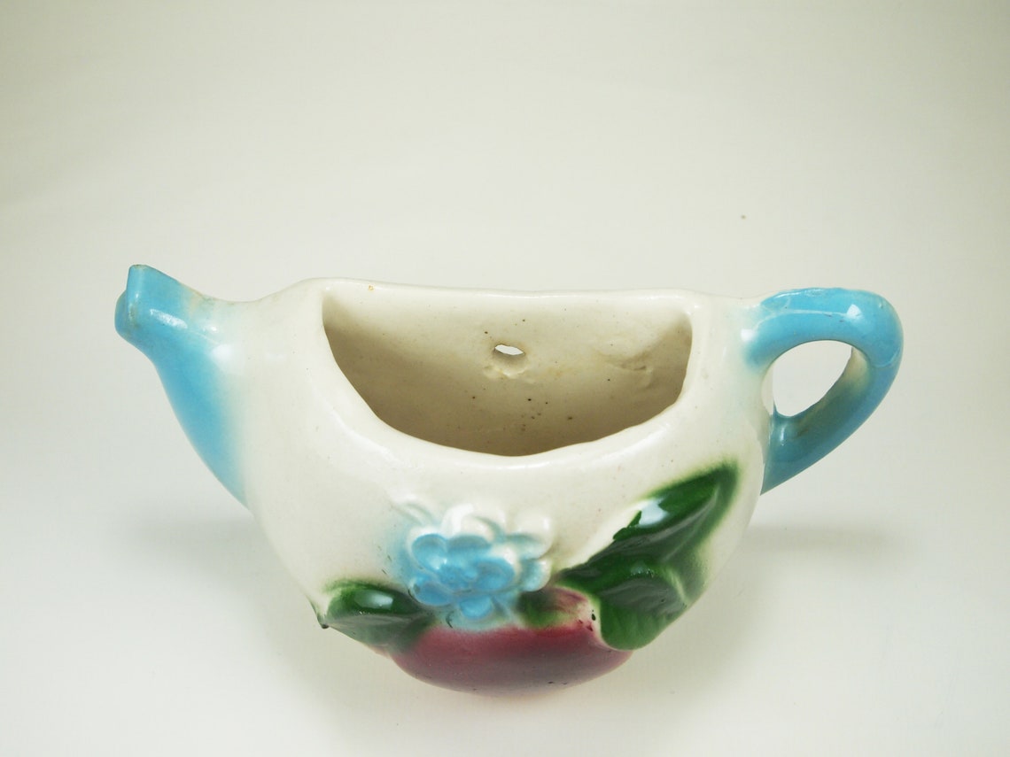 Vintage Teapot and Cup Wall Pockets Wall Planters Ceramic - Etsy