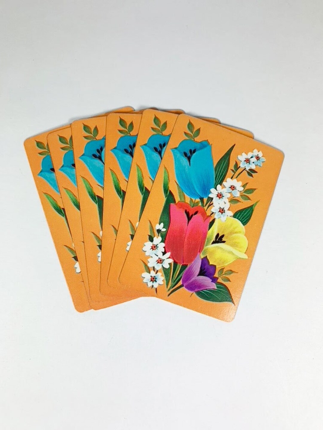 Vtg Floral Playing Cards Set of 6 Vintage Cards, Vintage Flower Cards ...