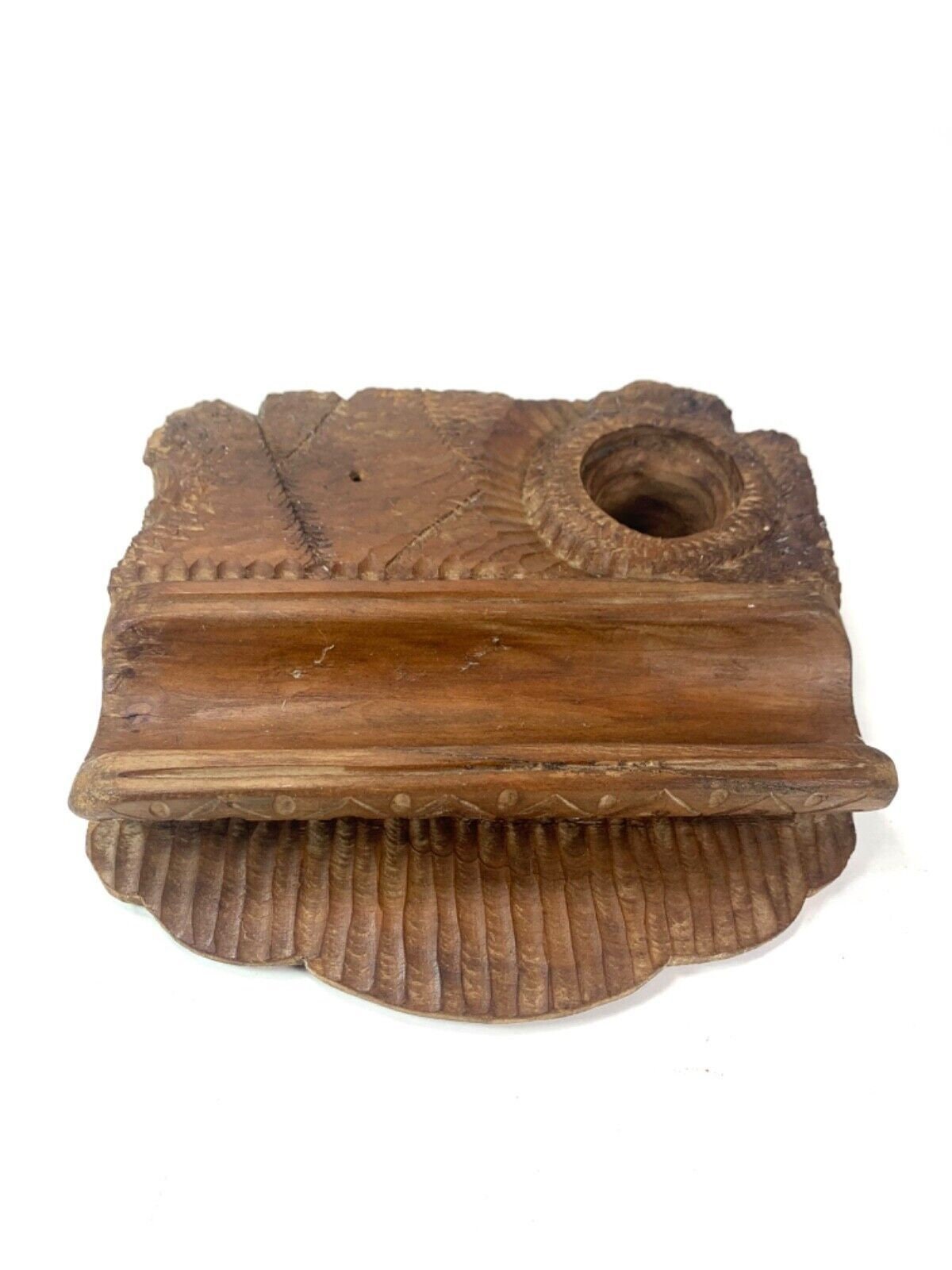 Antique Carved Wood Ink Well Pen Holder Stand Primitive Office Desk - Etsy