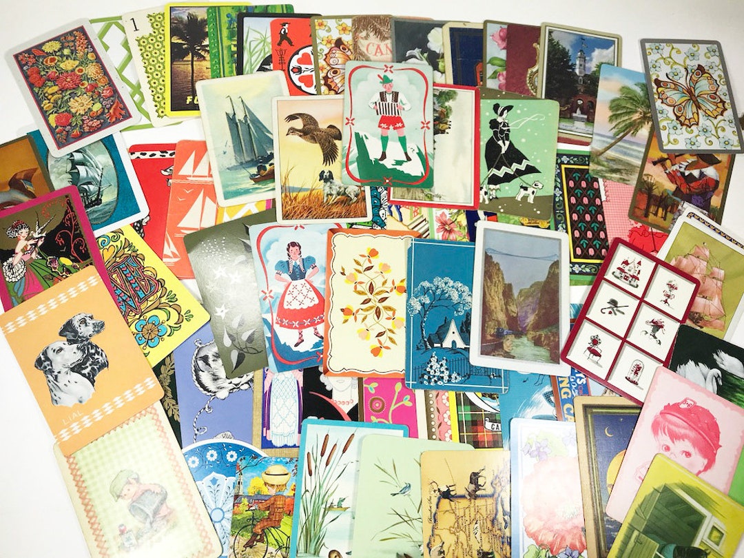 50 Card Lot - Vintage Playing Cards, Junk Journal, Scrapbooking, Paper ...