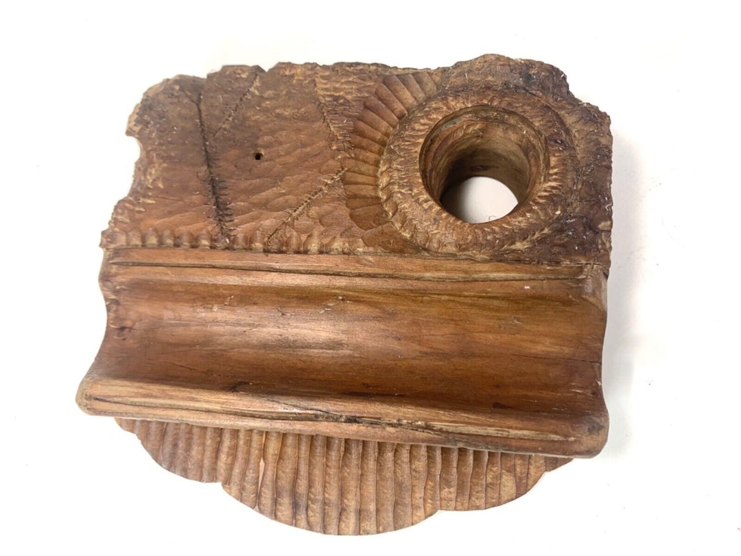 Antique Carved Wood Ink Well Pen Holder Stand Primitive Office Desk - Etsy