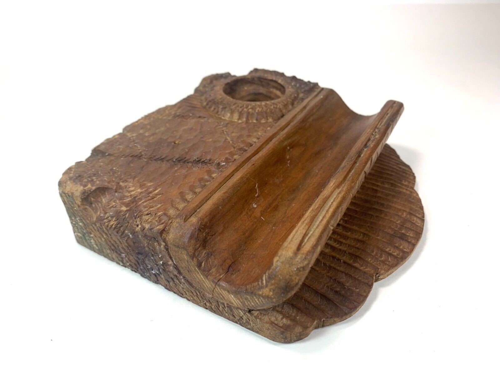 Antique Carved Wood Ink Well Pen Holder Stand Primitive Office Desk - Etsy
