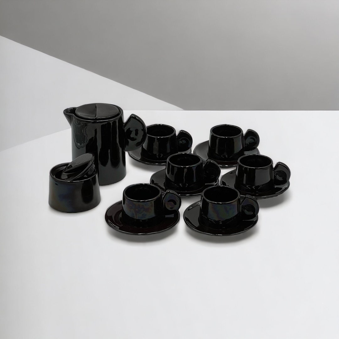 Gabbianelli Set of 6 Cups Plates Carafe and Sugar Bowl, Amaranth ...