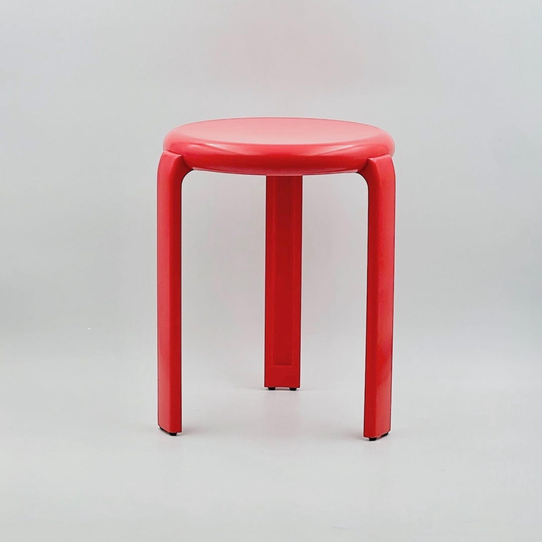 80s Design Seating Stool in Red Melamine by Metalplastica Lucchese ...