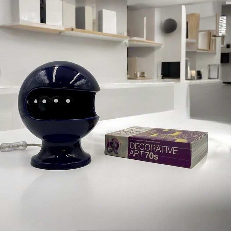 Space Age Lamp by Enzo Bioli 'il Picchio' in Blue Ceramic Rare Iconic ...