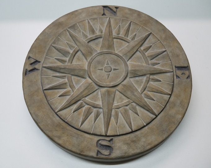Compass Statue, Garden Decor, Concrete Garden Plaque, Cement Compass ...
