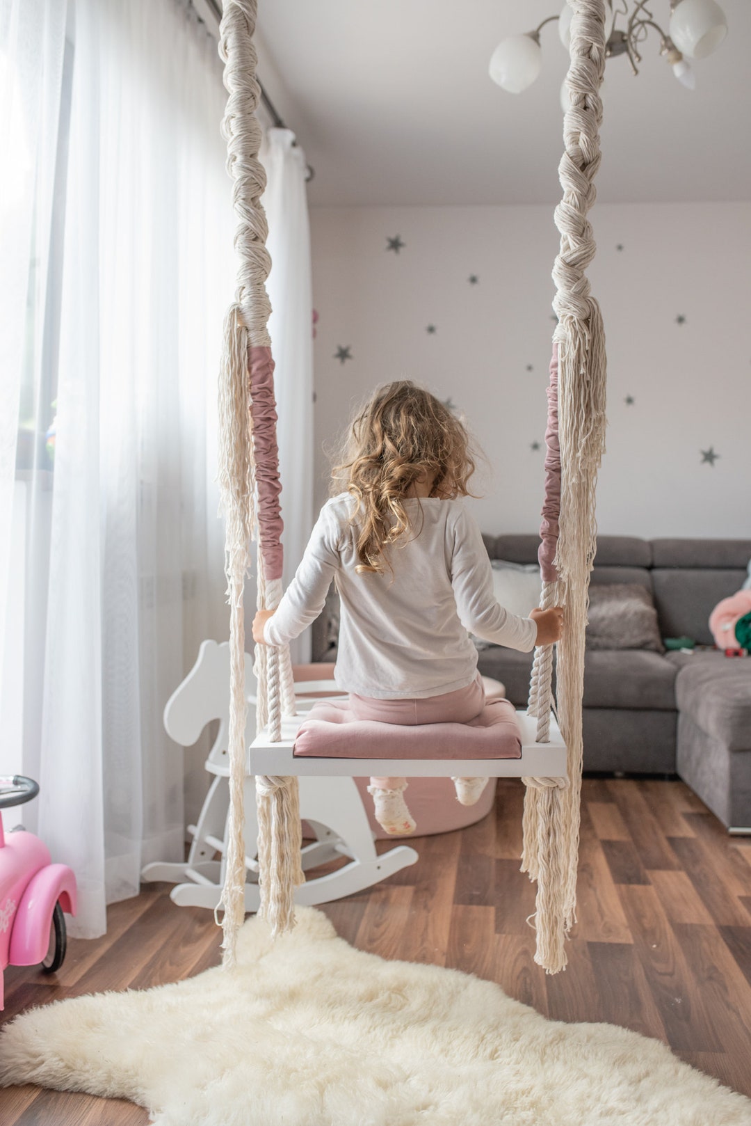 Stylish Swing SMALL 50 Cm on Ropes for Children. Boho Swing, Scandi ...