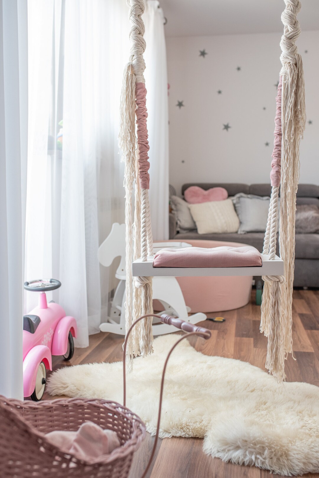 Stylish Swing SMALL 50 Cm on Ropes for Children. Boho Swing, Scandi ...