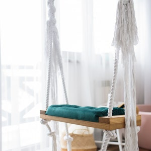 Stylish OAK Swing MEDIUM 60 Cm on Ropes for Children and Adults ...