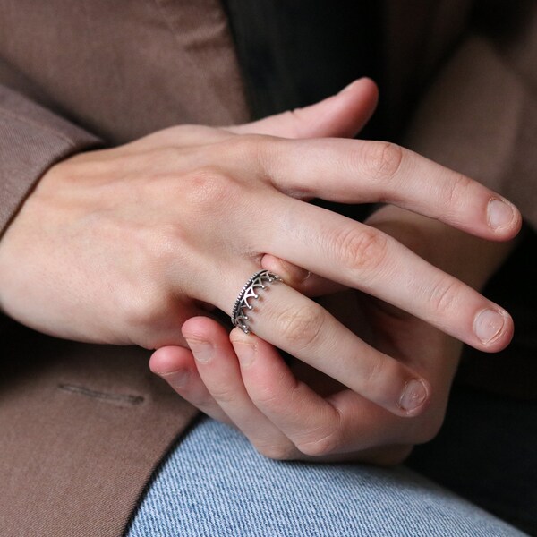 Silver Crown Ring - Etsy
