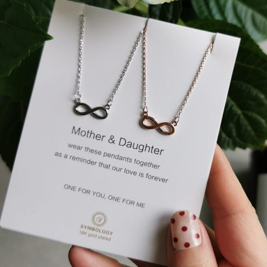 Mother Daughter Infinity Necklace Sterling Silver Mother Daughter Duo Necklace Symbology Pendant Charm Necklace Mothers Day Gift for Her Etsy