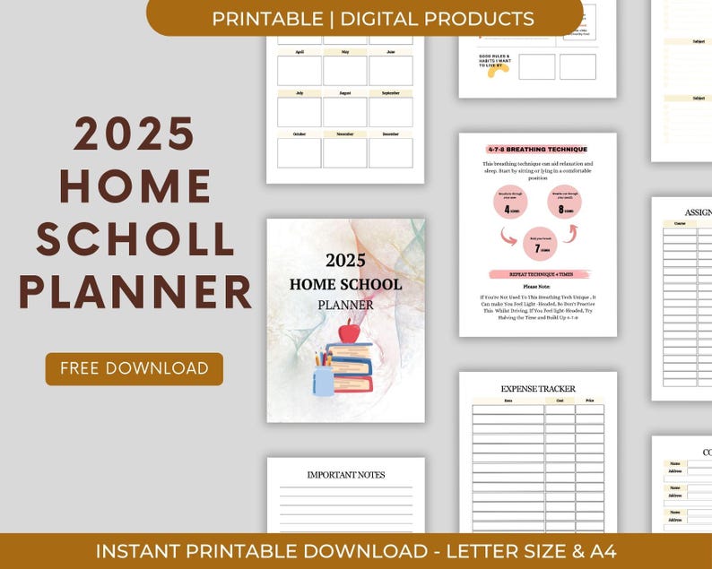 2025 Homeschool Planner Printable, Academic Year Organization Binder ...