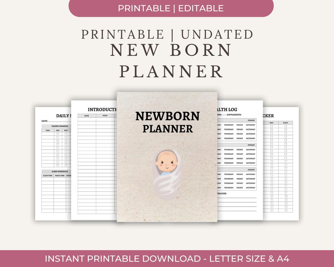 Newborn Baby Planner Printable, First Year Journal, Infant Care Tracker ...