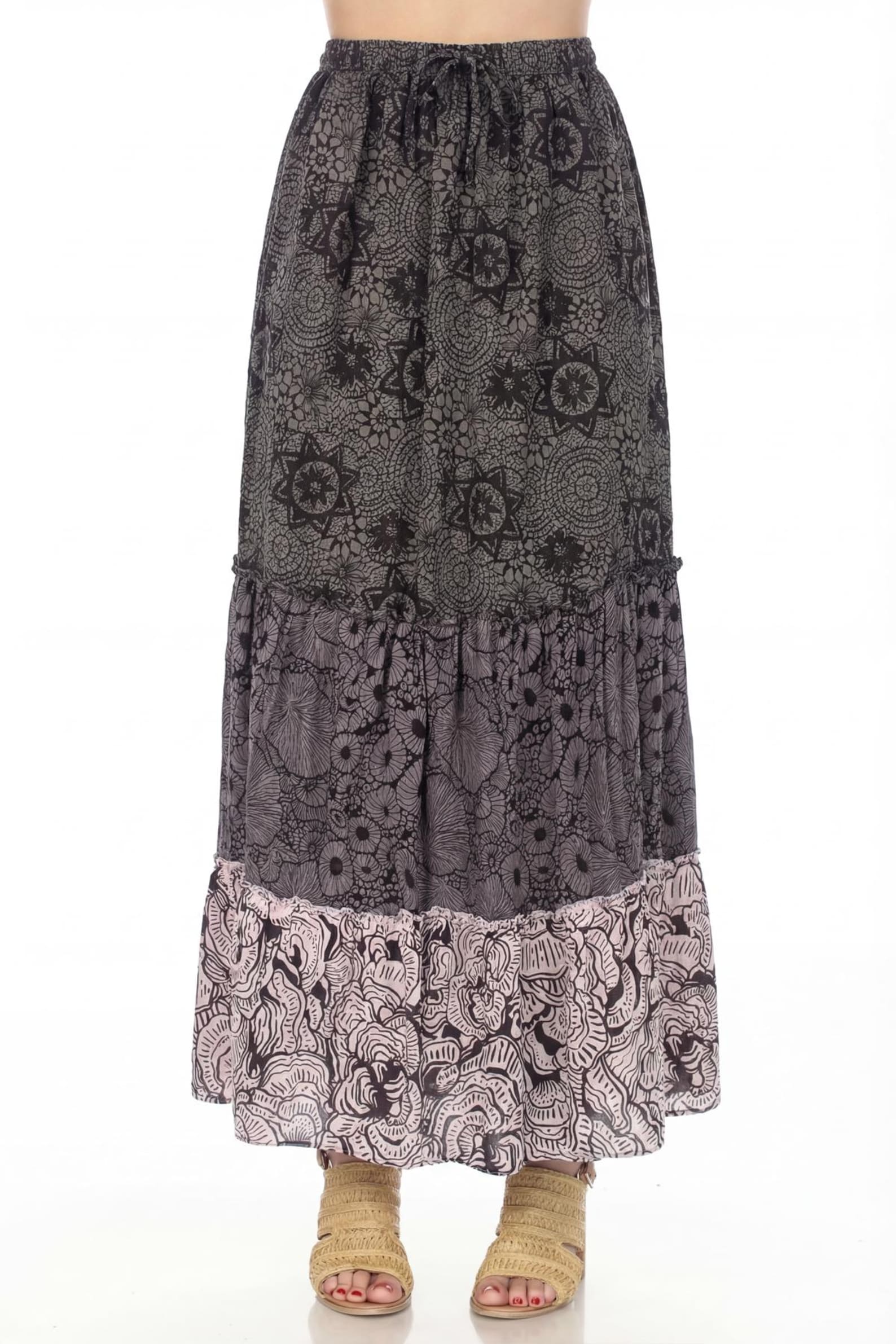 Tiered Lace Print Maxi Skirt - Etsy