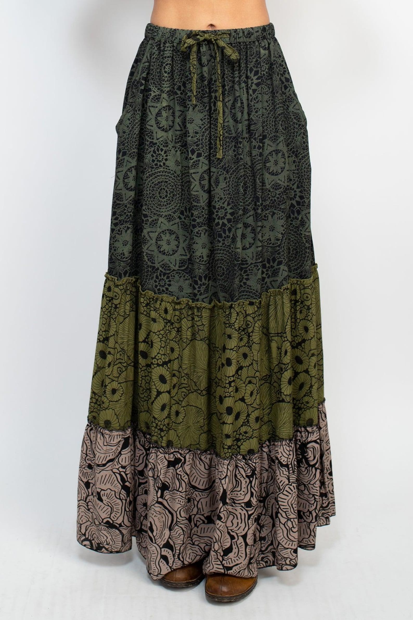 Tiered Lace Print Maxi Skirt - Etsy
