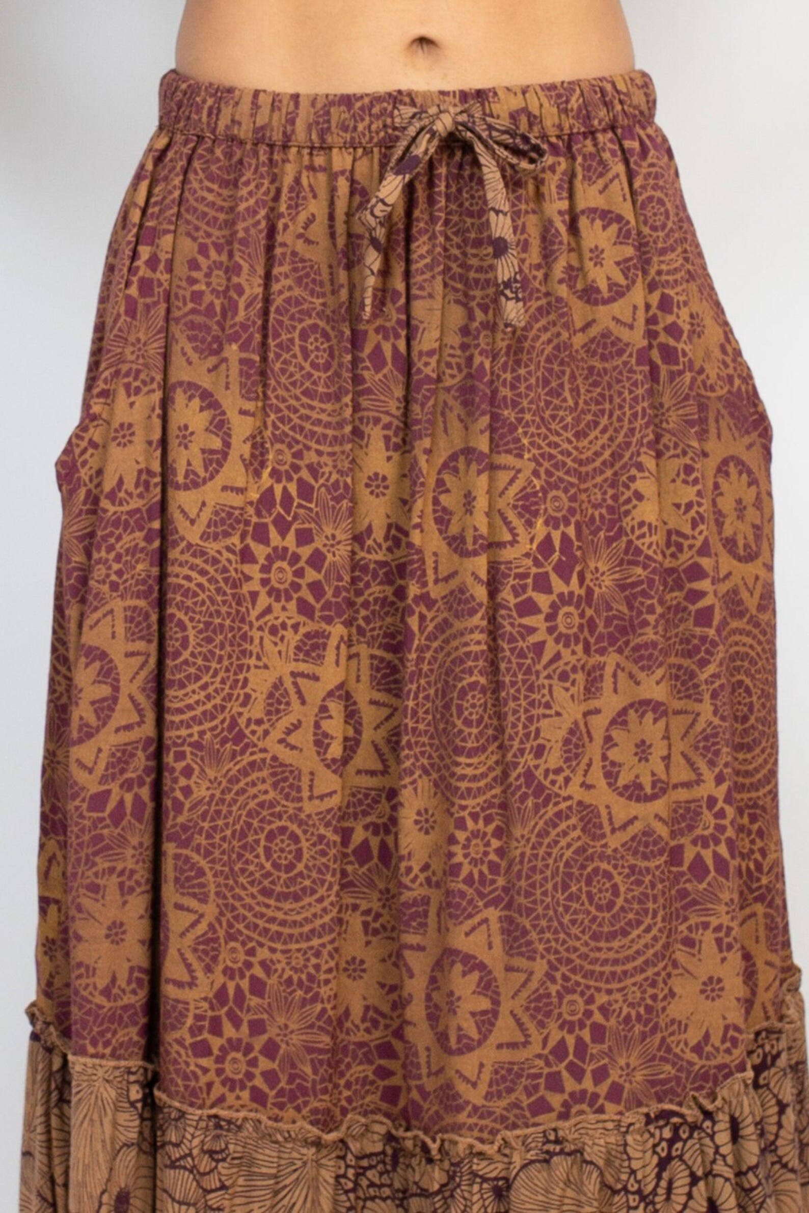 Tiered Lace Print Maxi Skirt - Etsy