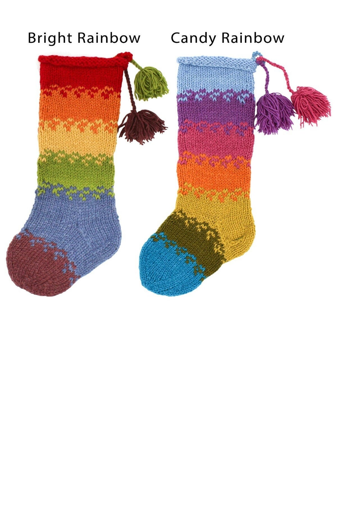 Rainbow Knit Holiday Stocking - Etsy