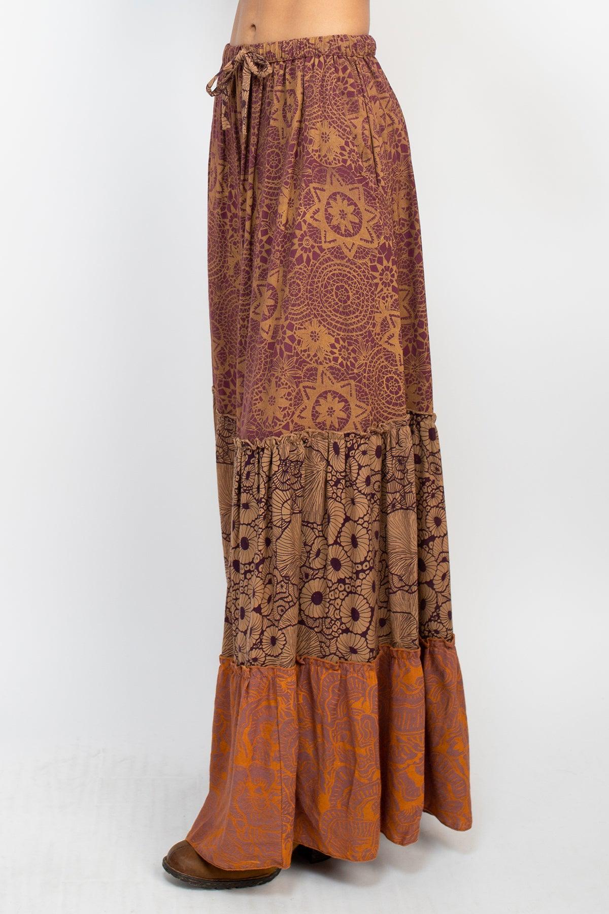 Tiered Lace Print Maxi Skirt - Etsy